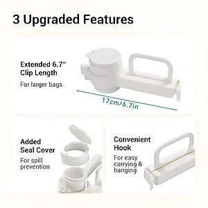 Food Bag Sealing Clip with Pour Spout,bag clips with pour spout,seal and pour bag clip,Great Clips Bags for Kitchen, Suitable for Small Particle Food, Liquid,Flour and Baby Food Storage Organizer (1)