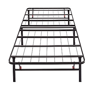 Amazon Basics Foldable Metal Platform Bed Frame with Tool Free Setup, 14 Inches High, Twin XL, Black