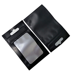 PABCK 100 Pieces Resealable Airtight Matte Window Zipper Lock Bags with Euro Hang Hole 2.3x3.9 inch(Inside Size 1.9x2.5inch) for Zip Food Storage Lock Pouch