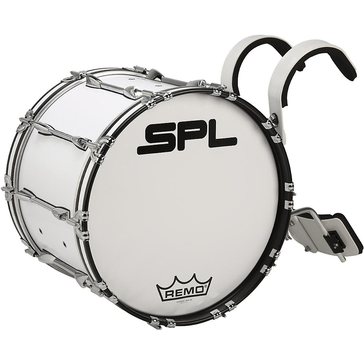 Sound Percussion Labs Birch Marching Bass Drum with Carrier 20 x 14 White