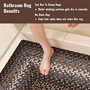 Midnight Moon Kitchen Rug Set [2PCS] 20x30" and 22x72" Grey-Black-Brown Colors. Washable Stain Resistant. Anti-Fatigue, Water Absorbing, Ergonomic Comfort Standing Mat. Use by Sink, Stove or Island