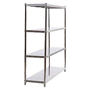 4 Tier Storage Cart Organizer,Stainless Steel Shelving Adjustable Shelf Storage Unit Stainless Steel Heavy Duty Shelving for Kitchen Commercial Office Garage Storage