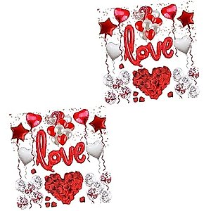 Abaodam 2 Sets valentine's day decoration garland decor foil balloons heart decor Proposal Rose Petals propose balloons romantic ballon emulsion balloon party decoration balloons wedding