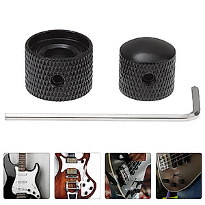 HEALLILY Dual Concentric Control Knobs Stacked Knobs Guitar Volume Tone Control Dome Knobs for Electric Guitar Bass Black