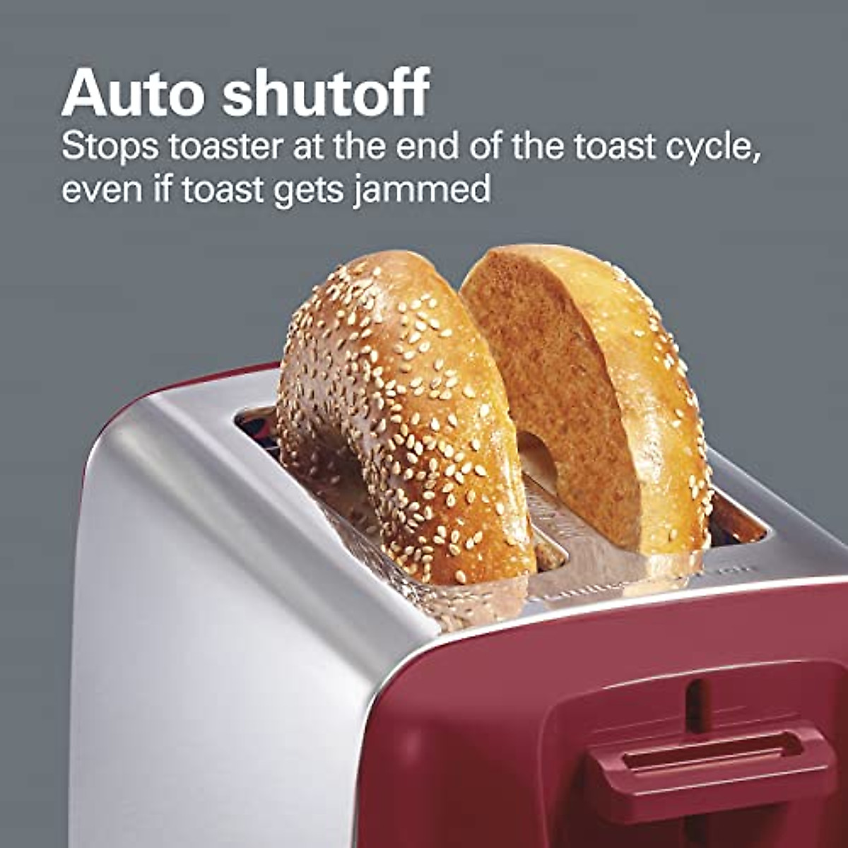 Hamilton Beach 2 Slice Toaster with Extra Wide Slots, Shade Selector, Auto-Shutoff, Cancel Button and Toast Boost, Red