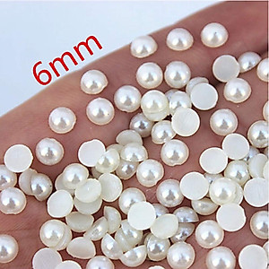 Lifestyle-cat Mixed Size 350pcs 5mm, 6mm, 8mm Pearl Finish Half Dome Round Beads Half Pearl Bead Flat Back for DIY Decoration (Ivory)