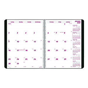 Brownline 2022 DuraFlex Monthly Planner, 14 Months, December 2021 to January 2023, Twin-Wire Binding, 11" x 8.5", Black (CB1262V.BLK-22), Burgundy; Gray