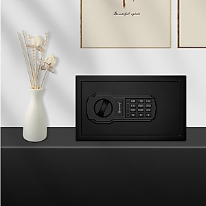 SongYung Fire Resistant Safe Box with Fireproof Waterproof Bag and Sensor Light,0.4 Cubic Feet Money Safe with Emergency External Power Supply,Electronic Digital Security Safe