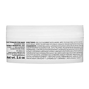 Fatboy Hair Sea Salt Pomade, Lightweight Hold for Texturizing Hair, Beach Wave Finish, All Hair Types, 2.6 Oz