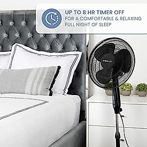 NEXAIR Oscillating 16 Inch Pedestal Stand Up Fan, Quiet Operating Room Fan With Remote Control, 3 Speed Stand Fan for Bedroom, with Adjustable Height, Standing Fan Great For Office & Living Room…