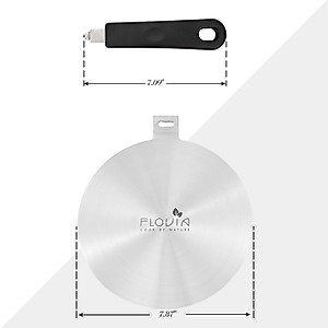 7.87inch Stainless Steel Induction Cooktop Adapter Plate, Heat Diffuser for Glass and Electric Cooktop, Detachable Handle