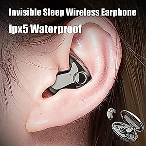 2023 New Invisible Sleep Wireless Earphone Ipx5 Waterproof, Sleep Earbuds Invisible, Double Noise Cancelling, Touch Control, Sense-Free to Wear, Wireless Earphone with Wireless Charging Case (A Style)