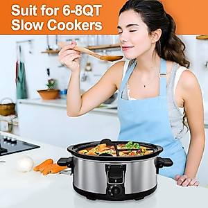 LARMAZEN Silicone Slow Cooker Liners for 6 QT Crock pot & Hamilton Pot, Allows Cooking 3 Foods At Once,Reusable Slow Cooker Divider Insert,Leakproof/Dishwasher Safe/BPA Free (Grey)