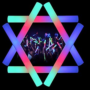 Lejof 30Pcs Giant Foam Glow Sticks Bulk - 3 Modes Colorful Flashing,Long Lasting Big Glow Sticks for Wedding, Birthday,Raves,Dance Floor, Concert, Party Favors for Kids Adults
