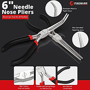 6 Inch Long Needle Nose Pliers Set 2 PCs – Heavy Duty Carbon Steel, Insulated, Non-Serrated, Long Nose Pliers with PVC Coating & Rust Proof Finish for Long Reach