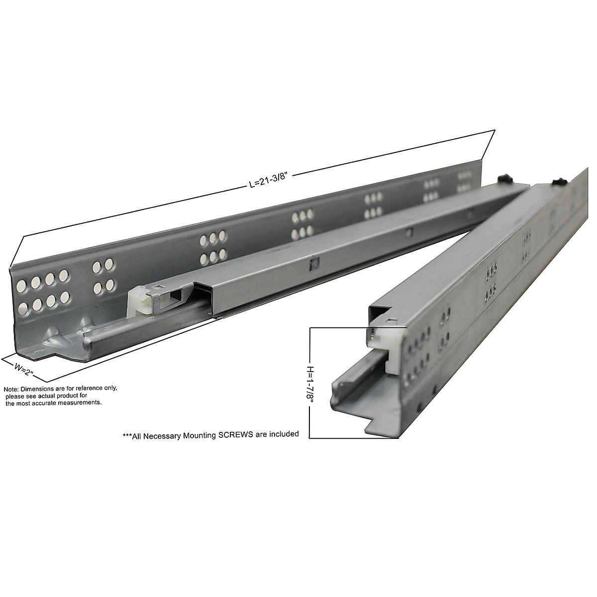 Silverline SFUS - 21" Undermount Drawer Slide 75 lb Soft Closing Full Extension Cabinet Hardware 6 Pairs+ 6 Pairs Zinc Triggers