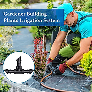 Zonon 100 Pieces Barbed Connectors Drip Irrigation 1/4 Inch Universal Barbed Tee Fittings Barbed Connectors for Garden Lawn Drip or Sprinkler Systems, Black