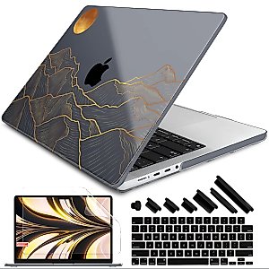 DONGKE for M4 MacBook Pro 16 Inch Case 2024 2023 2021 A3403 A3186 M3 A2991 M2 A2780 M1 A2485 Pro/Max Chip, Plastic Hard Shell Case & Keyboard Cover for Mac Pro 16 with Touch ID, Abstract Mountain