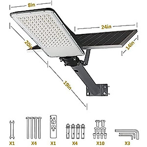 COORHEIX Solar Street Light,Solar Lamp Outdoor Security Led Flood Lights Pole Light Dusk to Dawn Remote Control with Motion Sensor 43000 Lumens for Parking Lot,Stadium,Pathway,Yard,Roadway