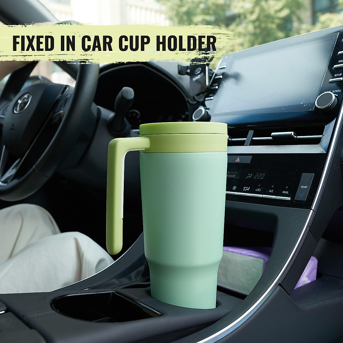 Fijinhom 40 oz Tumbler with Handle and Straw, Triple Layer Insulated Stainless Steel Water Bottle with Infuser, Travel Tumbler Fit Most Cupholder, Gifts for Women & Men, Mint