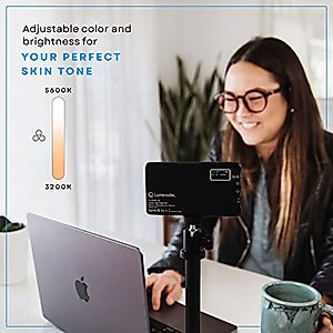 Lume Cube Broadcast Lighting Kit | Zoom Lighting, Webcam Light for Computer | Video Conference Lighting Kit for Laptop with Adjustable Brightness & Color Temperature, Tripod & Suction Mount Included