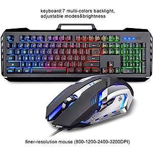 HJJWL Gaming Keyboard and Mouse, Gaming Keyboard and Mouse Wired Keyboard with Backlight Keyboard Silent Gaming Mouse Set for PC Laptop