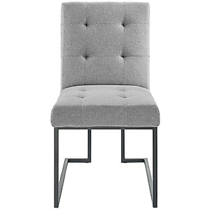 Modway Privy Upholstered Fabric Black Stainless Steel Dining Chair in Black Light Gray