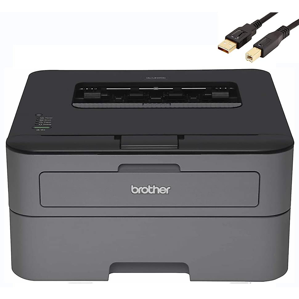 Brother HL_L23 Series Compact Monochrome Printer, 27ppm, 250 Sheets, High-Speed USB 2.0, Auto 2-Sided Printing, with MTC Printer Cable