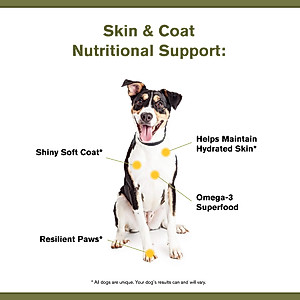 Badlands Ranch - Skin & Coat Canine Supplement w/Omega-3 Fatty Acids, Org. Ingredients, Antioxidant Topper, Nourish Coat &Paws, Joint, Support Shiny Coat & Healthy Skin by Katherine Heigl (30 Scoops)