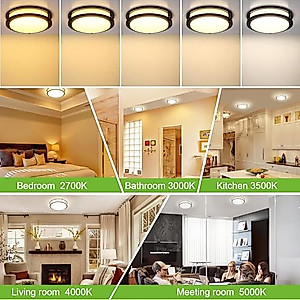 13 inch Flush Mount LED Ceiling Light Fixture, 2700K/3000K/3500K/4000K/5000K Adjustable Ceiling Lights, Oil Rubbed Bronze Saturn Dimmable Lighting for Hallway Bathroom Kitchen or Stairwell, ETL Listed