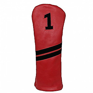 Sunfish Leather Golf Headcover Driver Red and Black