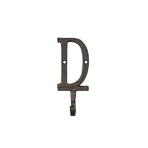 Handcrafted Nautical Decor Rustic Copper Cast Iron Letter D Alphabet Wall Hook 6"