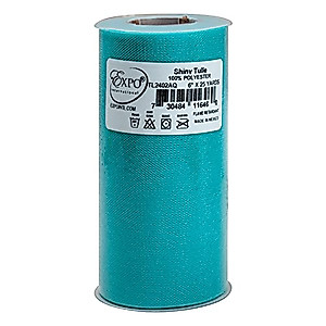 Expo International Shiny 6-Inch Tulle Spool, 25-Yard, Aqua Blue