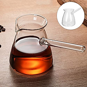 450ML Borosilicate Glass Turkish Coffee Pot Stovetop Tea Maker with Handle Heat Resistant Milk Warmer Hot Chocolate or Butter Melting Pot for Home