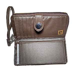 Stone Mountain Tooled Embossed SLG Wristlet Wallet, Cognac Brown