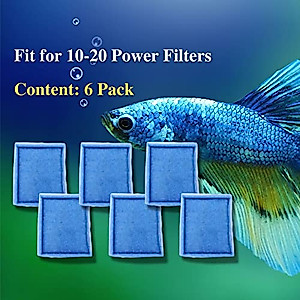 LeadCon 6 Pack Replacement Aquarium Filter Cartridge, Fit for Aqua-Tech 10-20 Gallon Power Filters, for Aqua-Tech EZ-Change #2 Fish Tank Filters