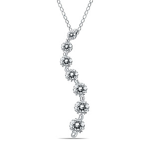 AGS Certified 1/2 Carat TW Diamond Journey Pendant in 10K White Gold (K-L Color, I2-I3 Clarity)