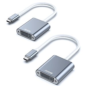 BENFEI 2 Pack USB C to DVI Adapter, Type-C to DVI Adapter [Thunderbolt 3/4 Compatible] with iPhone 15 Pro/Max, MacBook Pro/Air 2023, iPad Pro, iMac, S23, XPS 17, Surface Book 3 and More - Grey