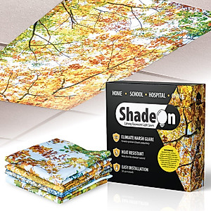 ShadeOn 24" x 48" Magnetic Fluorescent Light Covers (4-Pack) Fall Themed Classroom Light Filters for 2 x 4 Feet Drop Ceiling Lights | Office Classroom Decor - Autumn Leaves
