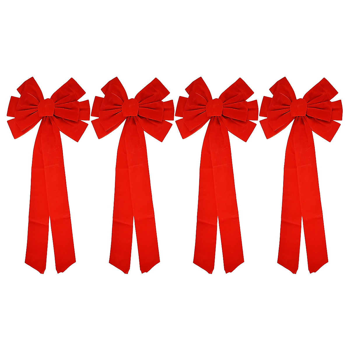Black Duck Brand Set of 4 Christmas Red Velvet Bows 26" x11.5" 10-Loop Holiday/Christmas Bows!