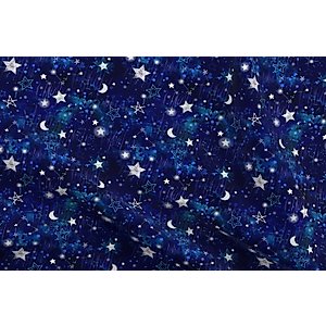 Spoonflower Fabric - Star Constellations Stars Moon Night Dreamy Blue Sky Nursery Printed on Petal Signature Cotton Fabric Fat Quarter - Sewing Quilting Apparel Crafts Decor
