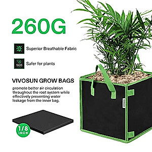 VIVOSUN 5 Pack 5 Gallon Square Grow Bags, Thick Nonwoven Cubic Fabric Pots with Handles for Indoor and Outdoor Gardening