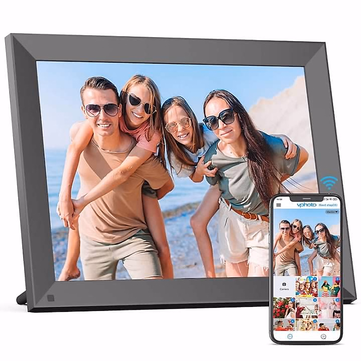 Large Digital Photo Frame WiFi Digital Picture Frame - 15-inch 32GB Smart Cloud Electronic Picture Frame Touch Screen Wall Mountable, Share Photo Video via App Email Instantly, Gifts for Father’s Day