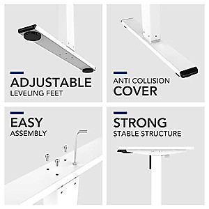 SANODESK Electric Standing Desk 55 x 28 Inches, Height Adjustable Stand Up Desk w/2-Button Controller, Ergonomic Computer Desk for Home Office, White Frame + Natural Tabletop