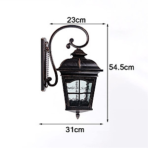 Zziyj Aluminum Waterproof Glass Cross E27 Waterproof Wheel Mall Hotel Home Garden Exterior Wall Light Lantern Rainproof Retro Victoria Classic Wall Lamp Balcony Terrace Wall Sconce