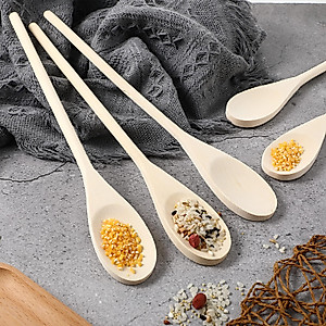 Mifoci 150 Pack 12 Inches Long Wooden Spoons for Cooking Long Handle Wood Spoons Kitchen Honey Spoons Mixing Stirring Tasting Serving Utensils Puppets for Eating Cooking Baking Crafts
