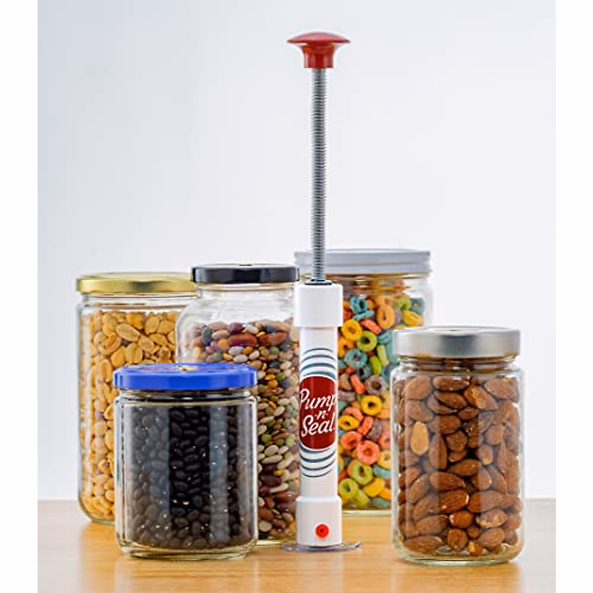 Pump-N-Seal Package #1 - Food Vacuum Sealing System | Vacuum sealing hand pump system | Seals jars, bags and bowls | Extends food freshness and taste | Compact design for easy storage | Fast and powerful vacuum | No batteries or power source required