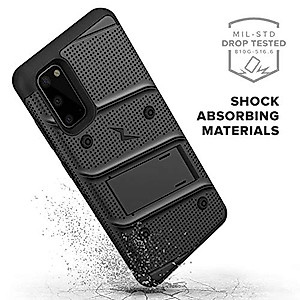 Zizo Bolt Series for Galaxy S20 Case with Kickstand Holster Lanyard - Black