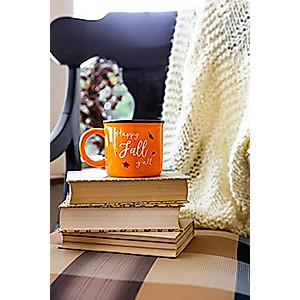 Pearhead Happy Fall Y'all Mug, Autumn Coffee Mug, Home Dećor Accessories, Orange, 15oz, Fall Kitchen Decorations, Holiday Tea or Coffee Mug