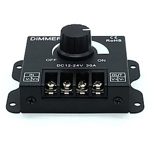 XIXIAN 12-24V 30A LED Light Dimmer Stepless Dimming PWM Dimmer Switch Knob Manual Brightness Adjuster Controller Memory Function for Single-Color LED Lights Strips 5050 3528